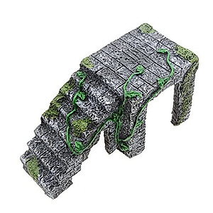 Dark Gray Green Turtle Platform,Artificial Resin Platform Stairs for Tortoise Climb Stone Habitat Ornament, 6.22" x 2.7" x 3.3" (L*W*H)