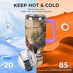 Basset Hound at The Gate 40 Oz Stainless Steel Cup Travel Tumbler with Handle and Straw Lightweight Coffee Mug for Home Office