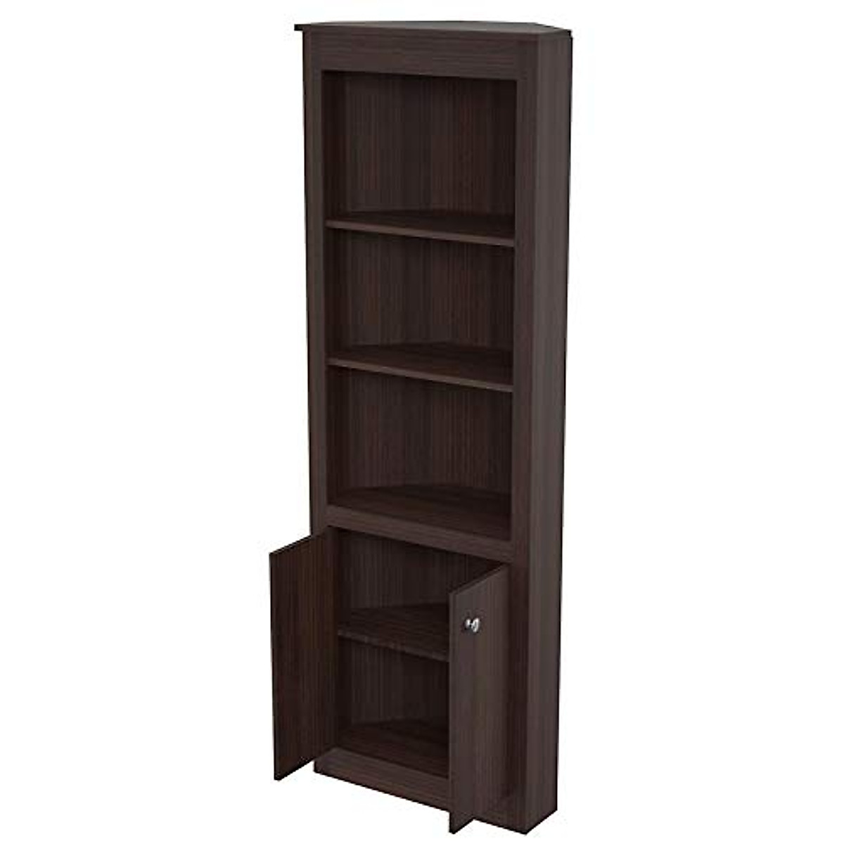 Inval Two Door Corner Bookshelf, Espresso