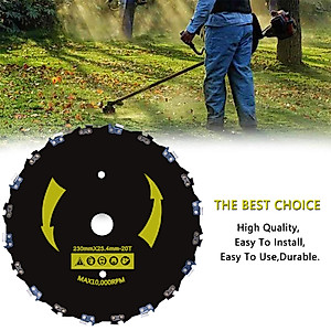 CZS Chainsaw Tooth Brush Cutter Blade, 9"/230mm Brush Blades with Saw Chain Cutter for Cutter, Trimmer, Weed Eater (Adapter Included)