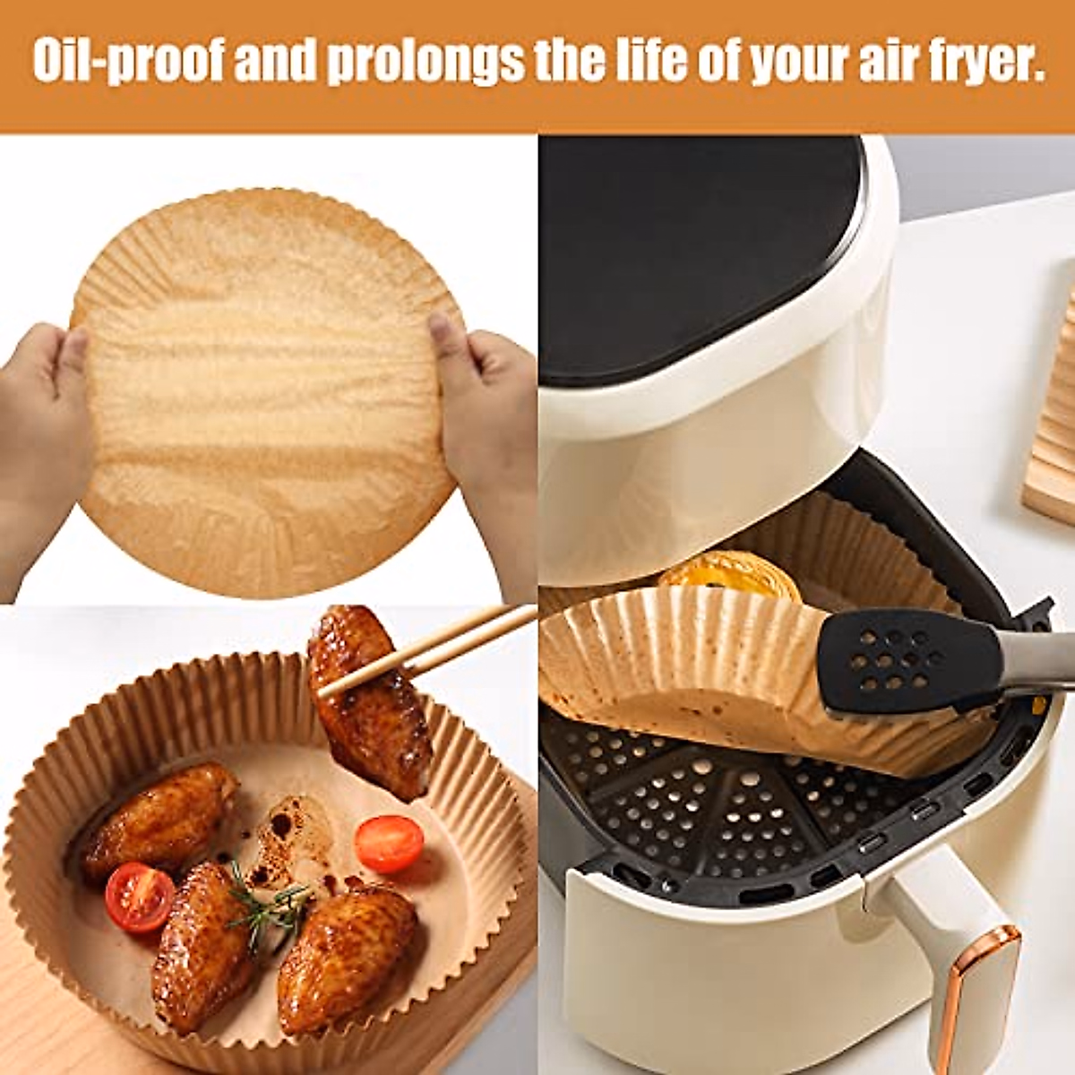 bahouloer Air Fryer Disposable Parchment Paper Round Non-Stick Paper 100 Pcs, Sheets, 7.9 inch Prime Oil-proof Cooking Paper for Fryers Basket Frying Pan Microwave Oven