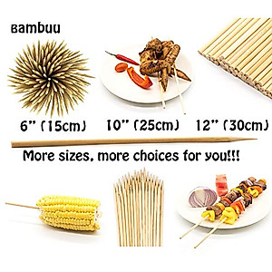 BAMBUU | Bamboo Skewers 12Inch | (More Sizes: 6”/10”/12”) | Thick Sturdy Φ=0.16inch (4mm)-100pcs | Natural Bamboo Sticks | Wooden Skewers