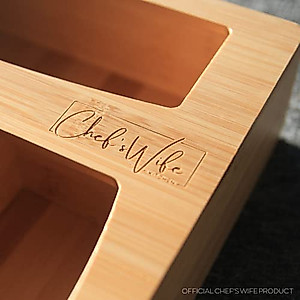 CHEF'S WIFE Ziplock Bag Storage Organizer for the Kitchen Drawer - Eco Friendly Bamboo Plastic Baggie Container - Compatible with Ziploc, Glad, Solimo, Hefty for Snack, Sandwich, Quart & Gallon Sizes