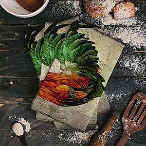 BEKYONEE Kitchen Towels 2 Pack Absorbent Dish Cloth Vintage Farm Animal Rooster Dish Towel for Home Drying Dishes Soft Hand Towels Cleaning Cloths Old Letter Back