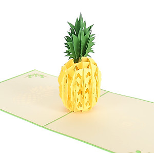 iGifts And Cards Hawaiian Pineapple 3D Pop Up Greeting Card - Fruit, Yellow, Sweet, Tropical, Green, Health, Hawaii, Half-Fold, Get Well, Just Because, Love, Special Days, Thank You, Happy Birthday