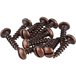 #6 x 5/8" Antique Copper Round Head Slott Drive Wood Screws - Pack of 100 - Self Tapping Screws for Wood - RH9-SACQ