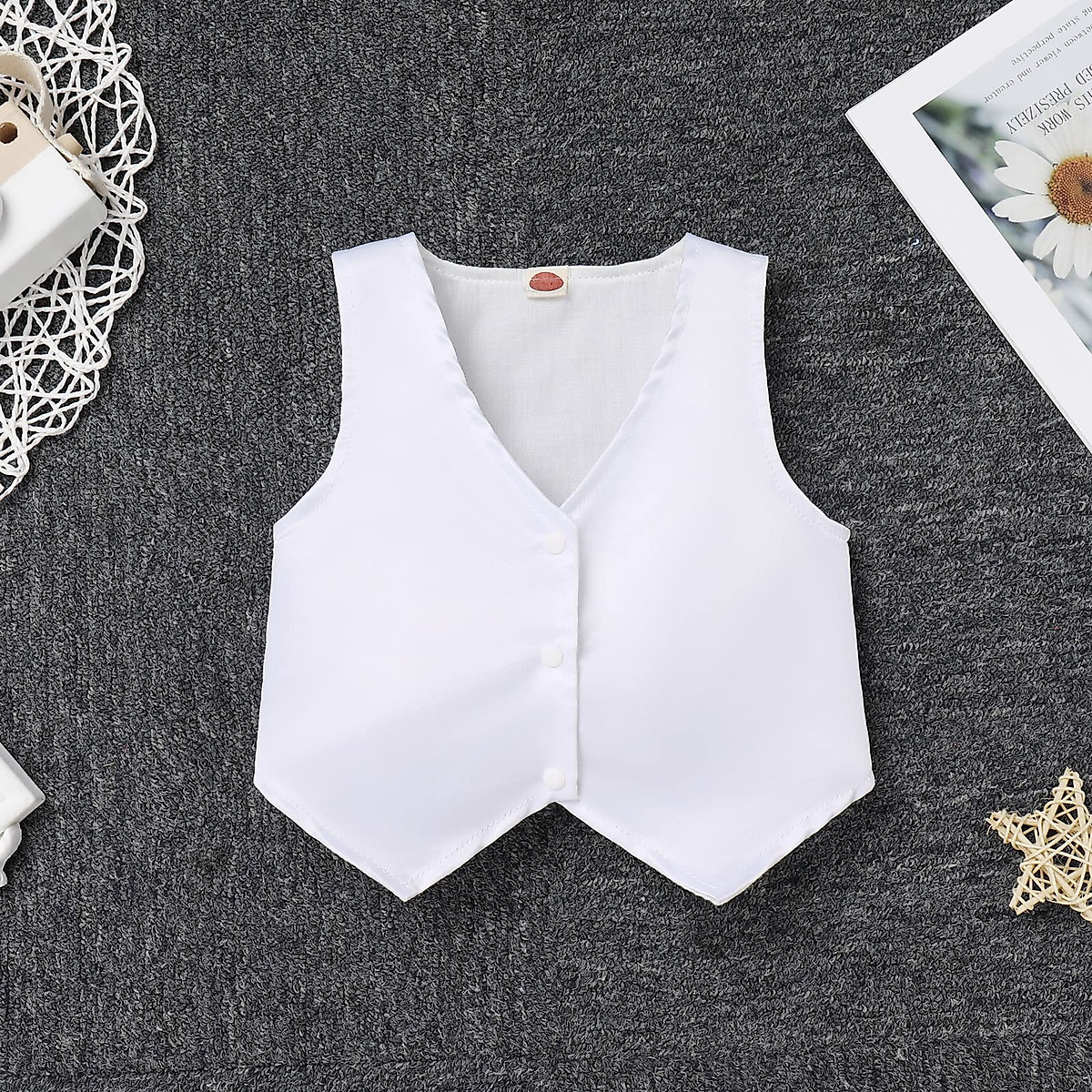Summer Baptism Outfits for Boys Baby Christening Outfit Gentleman Suit Dedication White Dress Shirt Romper Bowtie Waistcoat Vest Shorts Newborn Baptismal Outfit Wedding Tuxedo Formal Easter 0-6 Months
