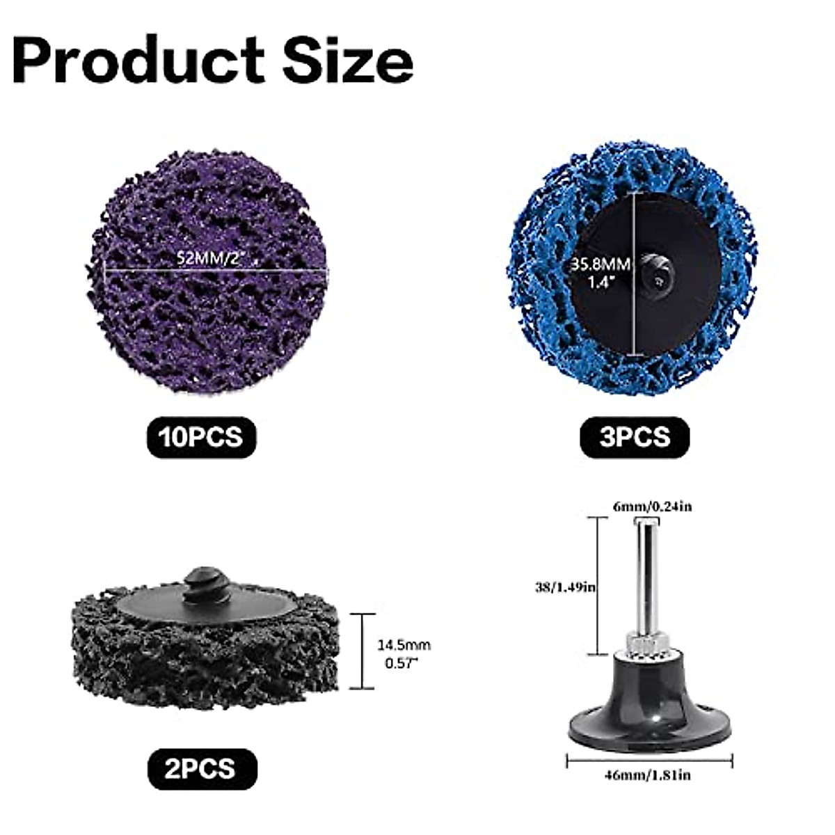 15pcs 2 Inch Strip Discs Stripping Wheel for Drills, Die Grinder Clean and Remove Paint, Rust Welds and Oxidation, Easy Strip Wheel with 1/4’’ Grinding Discs