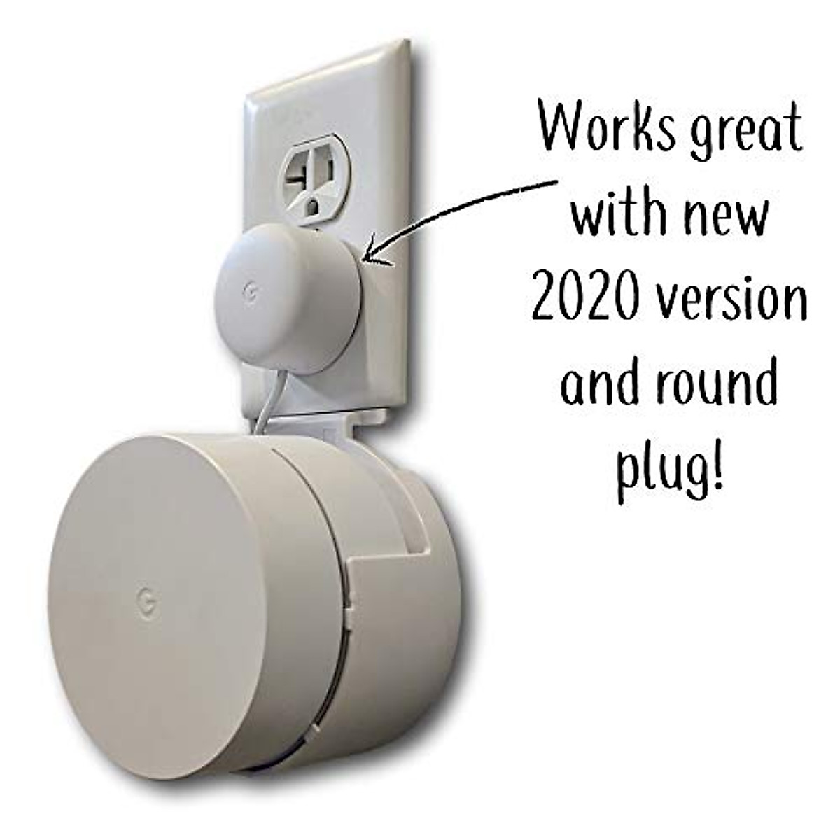 Dot Genie Google WiFi Pro Outlet Holder Mount [Old and New 2020 Version]: The Strongest, Most Versatile Mount Stand Holder for Google WiFi. Great for Home and Businesses! Still No Screws! (2-Pack)