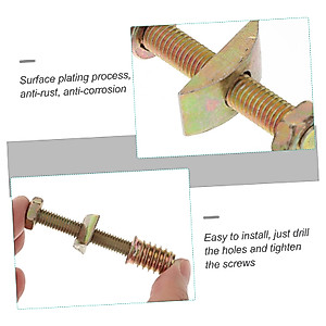 CORHAD Bed Frame Connector Kit 24 Sets Bed Board Connector Nut Iron 4 in 1 M8 Threaded Pin Bolt Kit