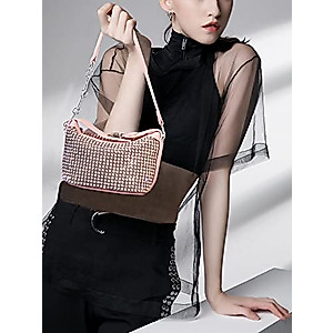 Crystal Rhinestone Crossbody Bags for Women Bling Purse Mini Top Handle Handbag Leather Clutch for Party