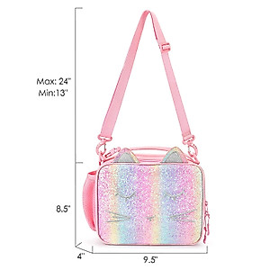 mibasies Cat Insulated Lunch Box for Girls Kids Rainbow Bag for School