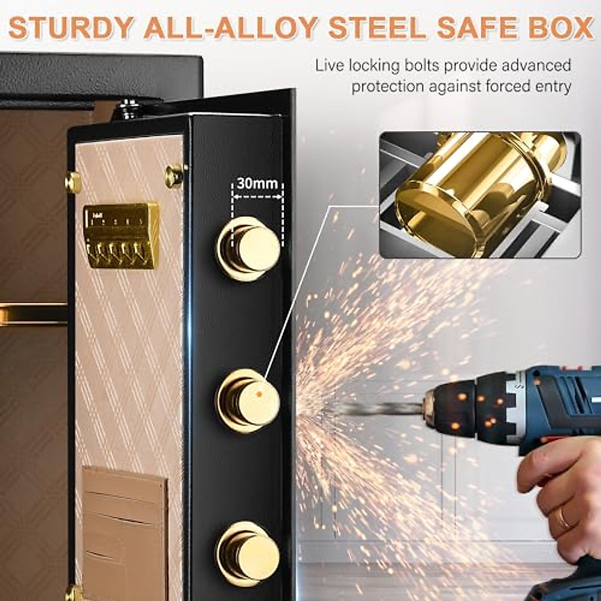 2.5 Cubic Large Fireproof Safe Box with Waterproof Fireproof Document Bag, Anti-Theft Home Safe with Combination Lock, Security Safe for Money Ammunition Medicines