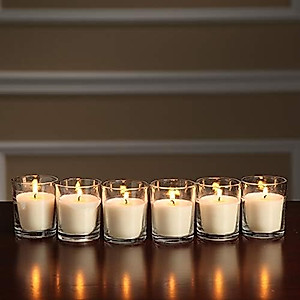 YOROXRG 48 Pack White Unscented Clear Glass Filled Votive Candles. Hand Poured Wax Candle Ideal Gifts for Aromatherapy Spa Weddings Birthdays Holidays Party (White)