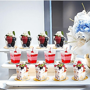 KETWOD 5-ounce transparent square dessert Cups (50 dessert Cups+50 Spoons)