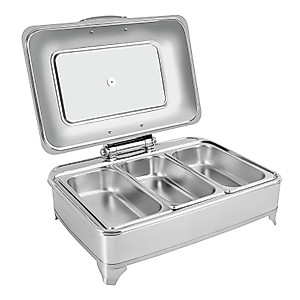 9L/9.5QT Electric Buffet Server Food Warmers, 400W 110V Stainless Steel Buffet Server and Warming Tray Adjustable Temperature 113-176℉, 3 Compartments, for Parties Weddings Buffets