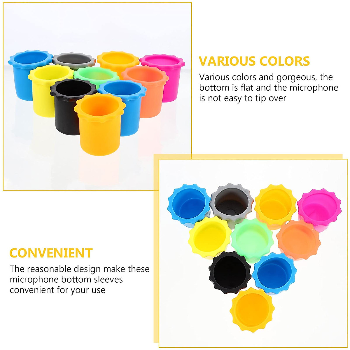 10pcs Shakeproof Anti- Rolling Wireless Handheld Microphone Protection Silicone Bottom Rod Sleeve Holder for KTV Device Random Color