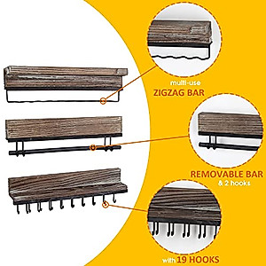 JACKCUBE DESIGN 3 PCS Hanging Wall Mounted Jewelry Organizer (Rustic Wood) - For Accessory Earrings, Bracelet, Bow, Headband- MK591A