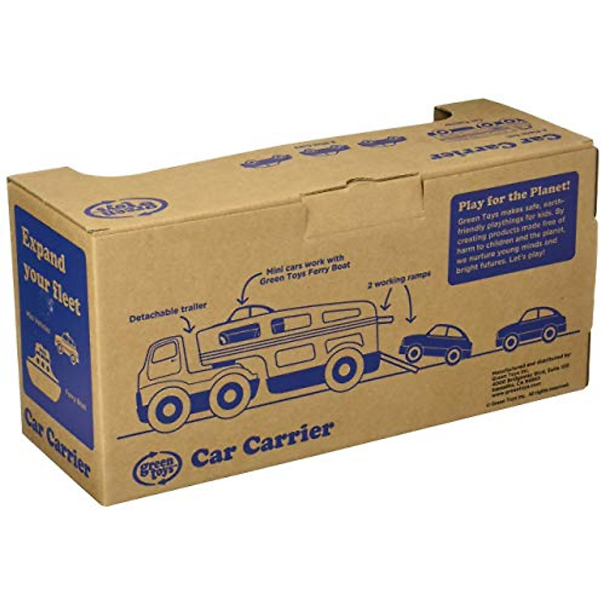 Green Toys Car Carrier, Blue CB - Pretend Play, Motor Skills, Kids Toy Vehicles. No BPA, phthalates, PVC. Dishwasher Safe, Recycled Plastic, Made in USA.