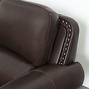 Abbyson Living Austin Leather Loveseat - Traditional Design, Nailhead Trim, Brown