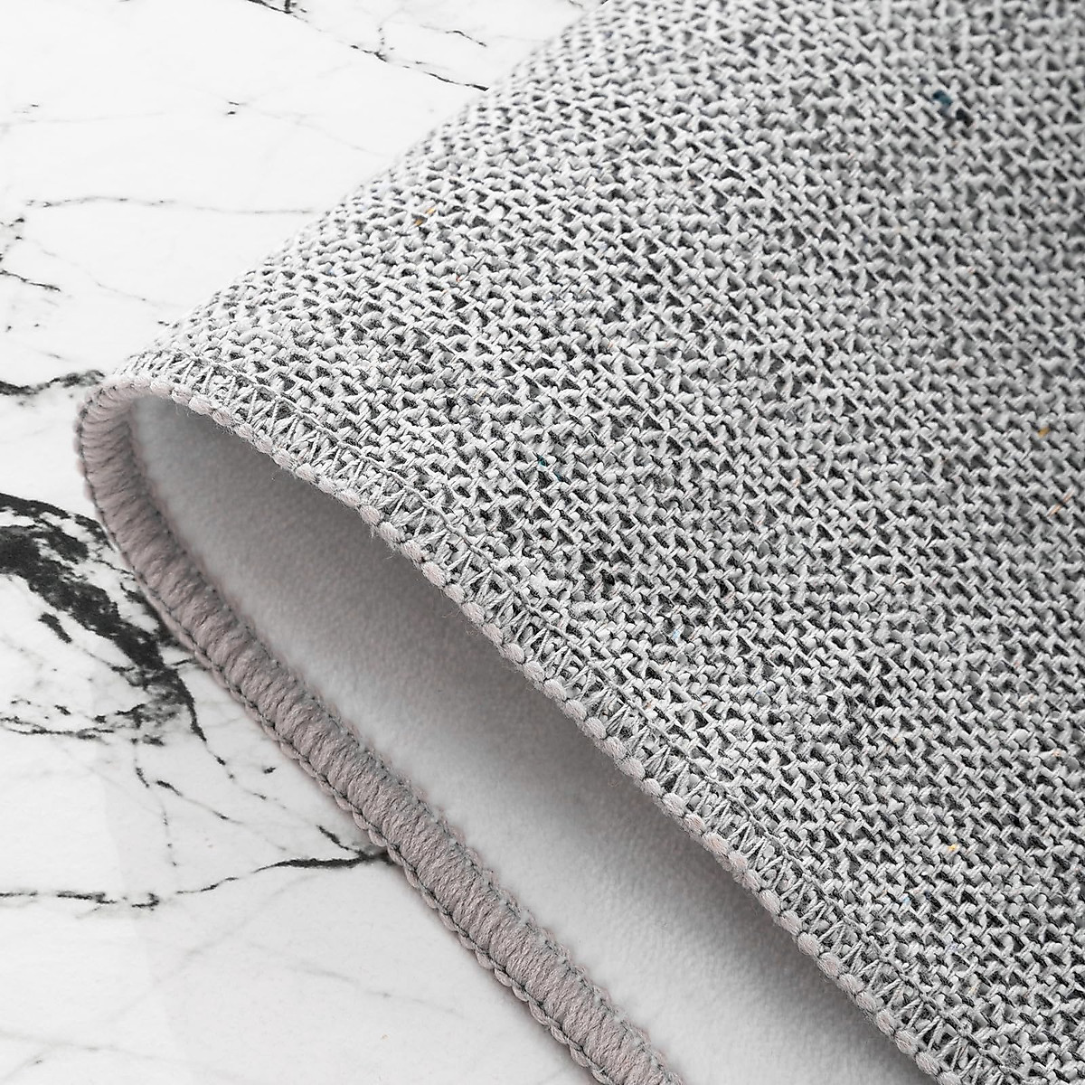 Asrug 2x7 Kitchen Runner Rug, Washable Runners for Hallways, Bathroom Runner Rug, Modern Area Rug, Soft Low-Pile Floor Non Slip Carpet, White Entryway Rugs Indoor, Mable Design Laundry Room Rug