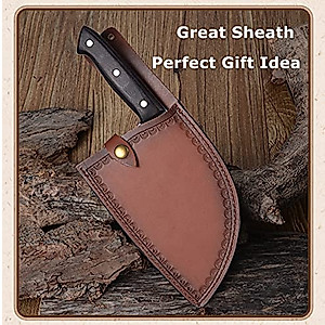 Forging Serbian Chef Knife Kitchen Chef Knives Full Tang High Carbon Clad Steel Almasi Butcher Cleaver with Leather Sheath (B-Almasi Knife)