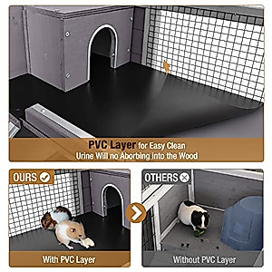 Large Hamster Cage Wooden Guinea Pig Cage, Animal Cage for Rat, Chinchilla, Squirrel, Gerbil, Rabbit, 2-Level Indoor Small Animal Pet Cage with Storage Shelf