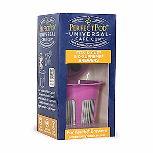 Perfect Pod Universal Café Cup, Reusable Coffee Pod for Keurig, Refillable Coffee Filter Compatible with both Single Stream and Supreme Multi-Stream Keurig Brewers