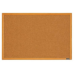 Quartet Corkboard, Framed Bulletin Board, 2' x 3' Cork Board, Oak Wood Finish Frame (MWDB2436-ECR), Oak Frame