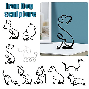 Dog Minimalist Decor Art Sculpture, Metal Minimalist Dog Room Decor, Modern Minimalist Art Dog Decorations for The Home, Wire Dog Abstract Metal Wall Art (Chihuahua)
