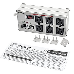 TRIPP LITE CH-9101012-NATripp Lite Isobar 6 Outlet Surge Protector Power Strip, 6ft. Cord with Right Angle Plug, 3300 Joules, Metal, (IBAR6-6D)