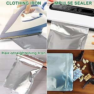 50 Pack 1 QUART Mylar bags for Food Storage With 60 Pack 300cc Oxygen Absorbers Stand-Up Zipper Pouches Resealable for Long Term Food Storage (7" x 10")