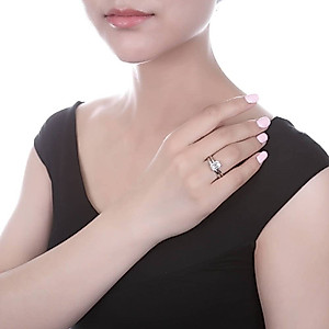 BERRICLE Sterling Silver Solitaire Wedding Engagement Rings 2.1 Carat Emerald Cut Cubic Zirconia CZ Ring Set for Women, Rhodium Plated Size 5.5