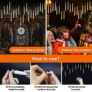 20 Pack Halloween Decorations Hanging Candles -Flameless Taper LED Floating Candles Magic Wand Remote Flickering Warm Light For Harry Potter Christmas Witch Wizard Wedding Birthday Party Home Décor