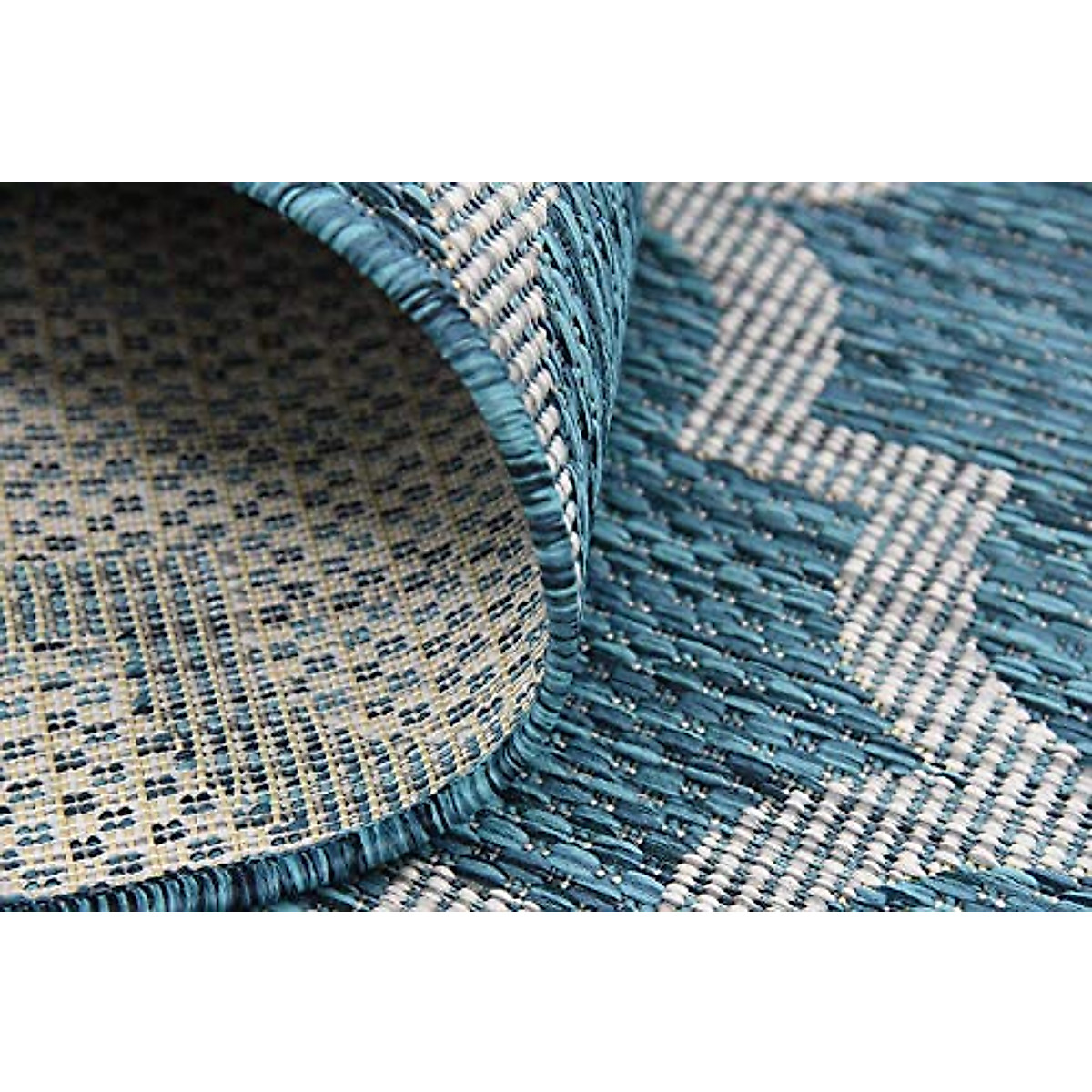 Unique Loom Outdoor Trellis Collection Area Rug (7' 1" x 10' Rectangle, Teal/ Gray)