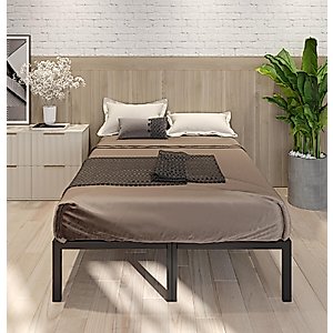 Gustonhon Full Size Metal Platform Bed Frames with Wooden Slats,14" Heavy Duty & Sturdy Metal Low Bed Frame,No Box Spring Needed,Noise Free,Easy Assembly