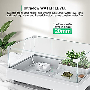 SILICAR Turtle Tank Filter, Reptiles Turtle Internal Filter Aquarium Waterfall, Low Level Water Clean Pump, 4W