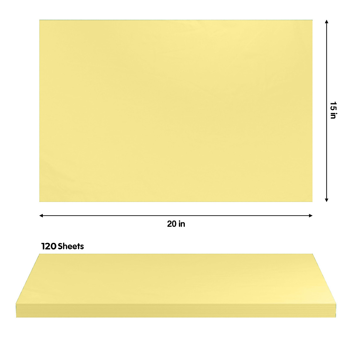 120 Sheets of Ivory/Light Yellow Tissue Paper - 15" x 20" Packing Paper Sheets for Moving - 10lb Wrapping Paper - Newsprint Paper for Packing, Moving Supplies & Protecting Items Crown Display