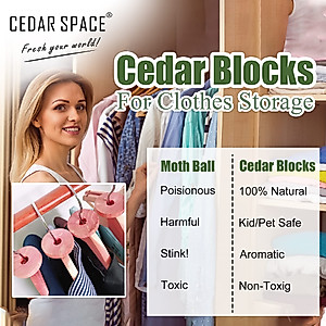 Cedar Blocks for Clothes Storage - 24 Pcs 100% Aromatic Cedar Rings, Cedar Accessories for Closets Storages, Cedar Blocks for Wardrobes Closets and Drawers