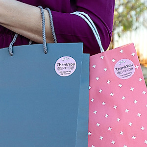 Gazelle Thank You Stickers Roll for Packaging, Bags, Greeting Cards, and Receipts - 500 Thank You for Supporting My Business Stickers - 1.5'' Stickers Designed with Soy-Based Eco-Friendly Ink (Pink)