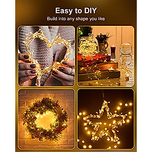 Fairy Lights Battery Operated, Twinkle String Lights Waterproof Silver Wire 5 Feet 60 Led Firecracker Starry Lights for DIY Wreath Home Wedding Party Bedroom Mason Jar Holiday Christmas, Warm White