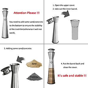 AIWFL Stainless Steel Butt Receptacle Outdoor Trash Can with Lid, Floor Standing Garbage Ash Bin Waste Container Trash Receptacle for Patio Shopping Center Office and Hotel