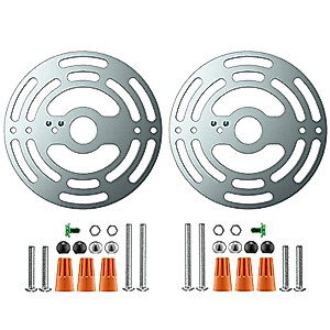RTNLIT 4 Inches Light Fixture Mounting Bracket, Universal Light Circle Crossbar Plate with Ground Screw and Acorn Cap Nuts for Mount Wall Light, Close to Ceiling Light, Chandelier(Pack of 2)