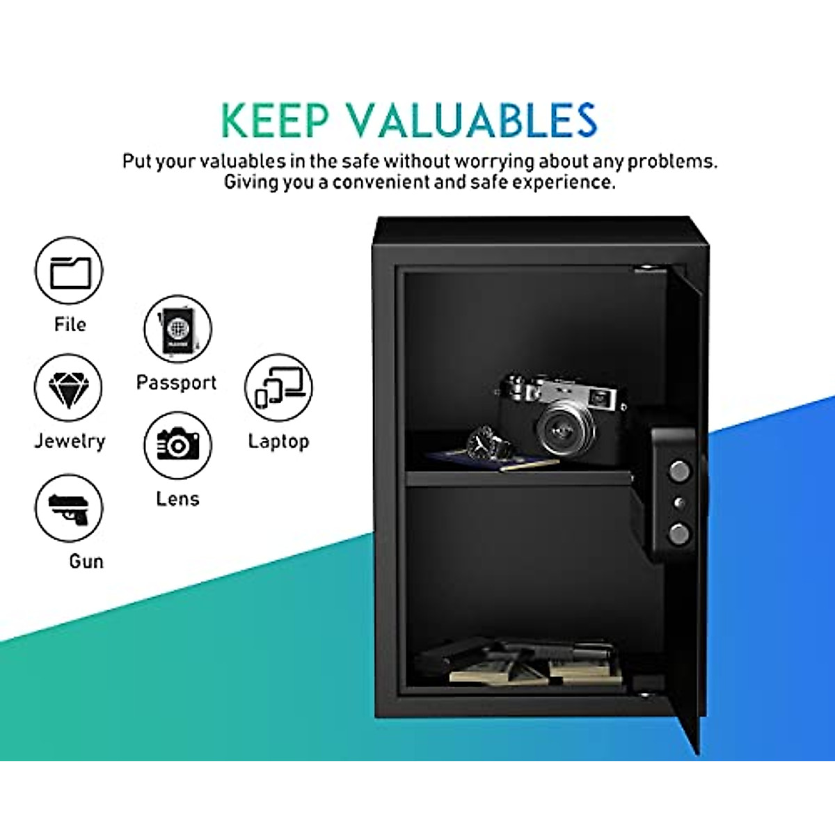 RPNB Deluxe Safe and Lock Box,Money Box,Digital Keypad Safe Box,Steel Alloy Drop Safe, Keypad Lock,Perfect for Home Office Hotel Business Jewelry Gun Cash Use Storage,1.8 Cubic Feet