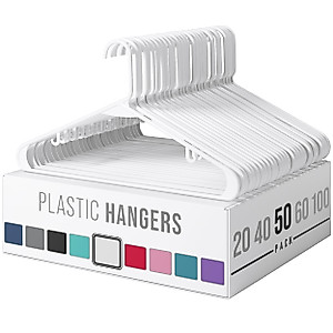 Neaterize Clothes Hangers 50 Pack White - Plastic Hangers - Ganchos Colgar Ropa