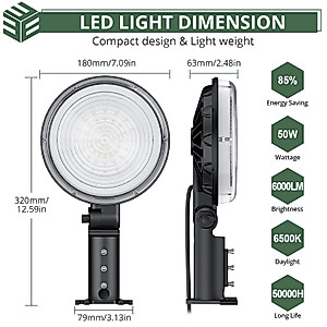 EYPINS LED Barn Light, 50W 6000LM Dusk to Dawn Outdoor Lighting with 150° Adjustable Photocell, 6500K Daylight Street Light, IP66 Waterproof Security Flood Lights for Barn Garage Yard Farm Warehouse