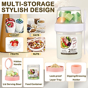 Roshtia 6 Pack 30 oz Yogurt Parfait Cups with Lids Reusable Parfait Cups with Lid and Fork plastic Salad Shaker Cup Container Cereal Overnight Oats Snack Parfait Containers for Breakfast Dessert