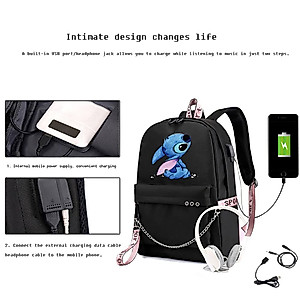 WZCSLM 15.6 Inch Stylish Computer Backpack Teens Bag College School Casual Daypack With USB Port Business (black)