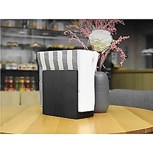 Napkin Holder For Table - Wooden Farmhouse Napkin Holders, Black Simple Upright Vertical Dining Table Cocktail Napkins Dispenser, Kitchen Rustic Natural Walnut Wood For Paper Napkins