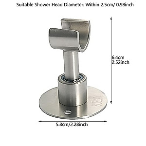 360° Adjustable 304 Stainless Stell Handheld Shower Head Holder Wall Mount, Bathroom Shower Head Bracket with Screw Set, Shower Spray Holder, Shower Wand Holder(Silver)